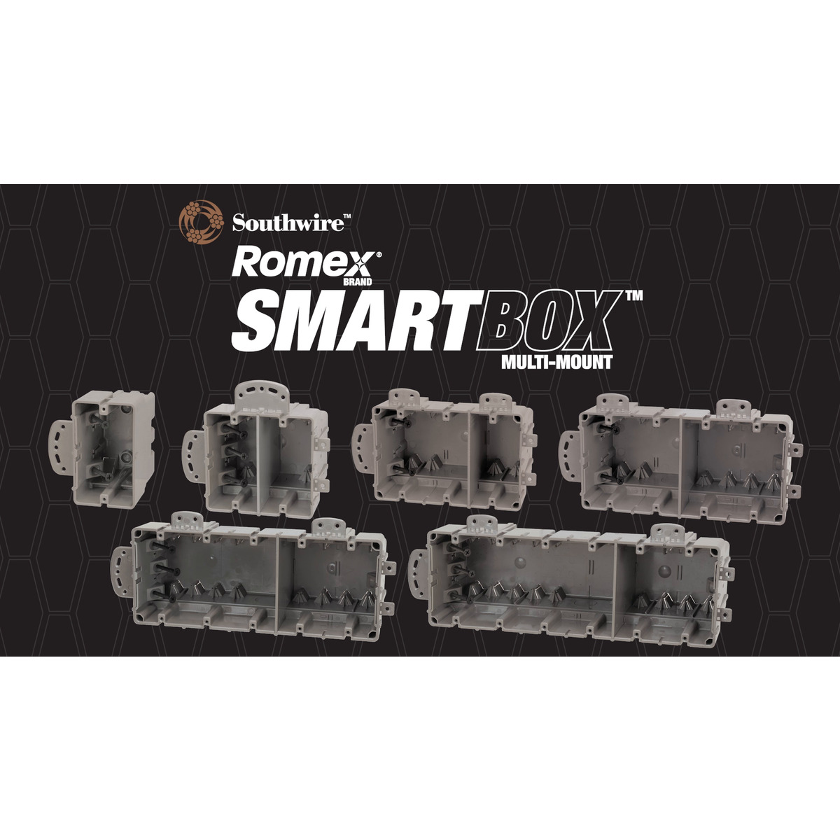 Six Gang Non-Metallic Multi-Mount Romex Box - 110 Cu. In. | Southwire Six Gang Non-Metallic Multi-Mount Romex Box - 110 Cu. In. | Southwire